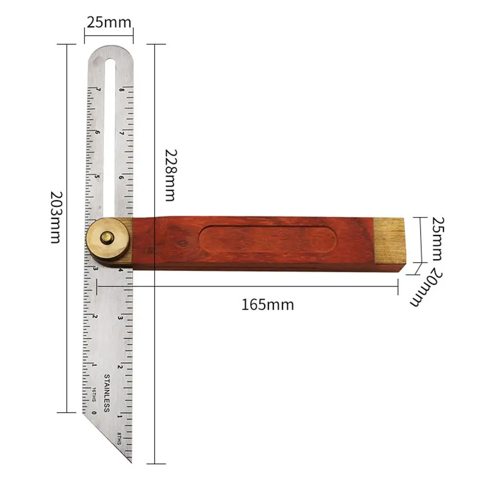 Angle Rulers Gauges Tri Square Sliding T-Bevel With Wooden Handle Level ...