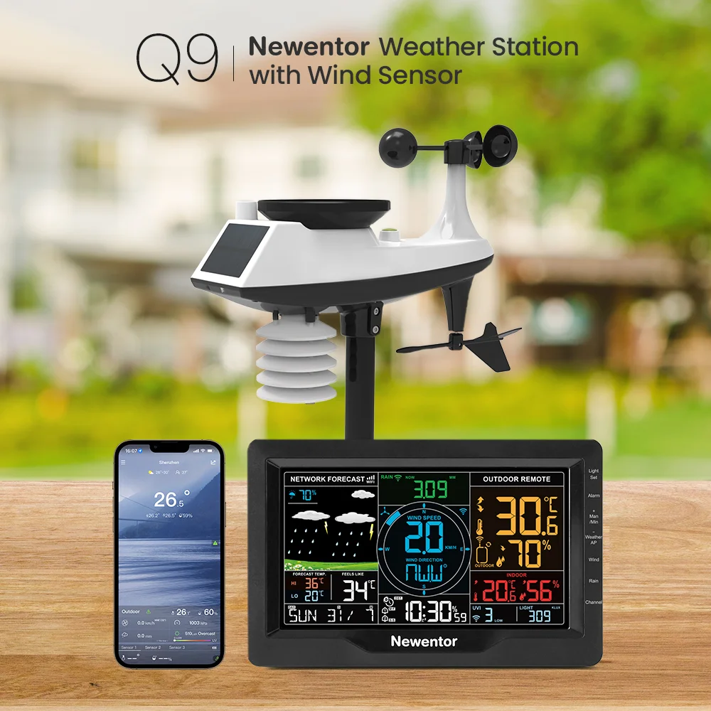 Professional Wireless Weather Station 8-in-1 Rain Gauge with Outdoor ...