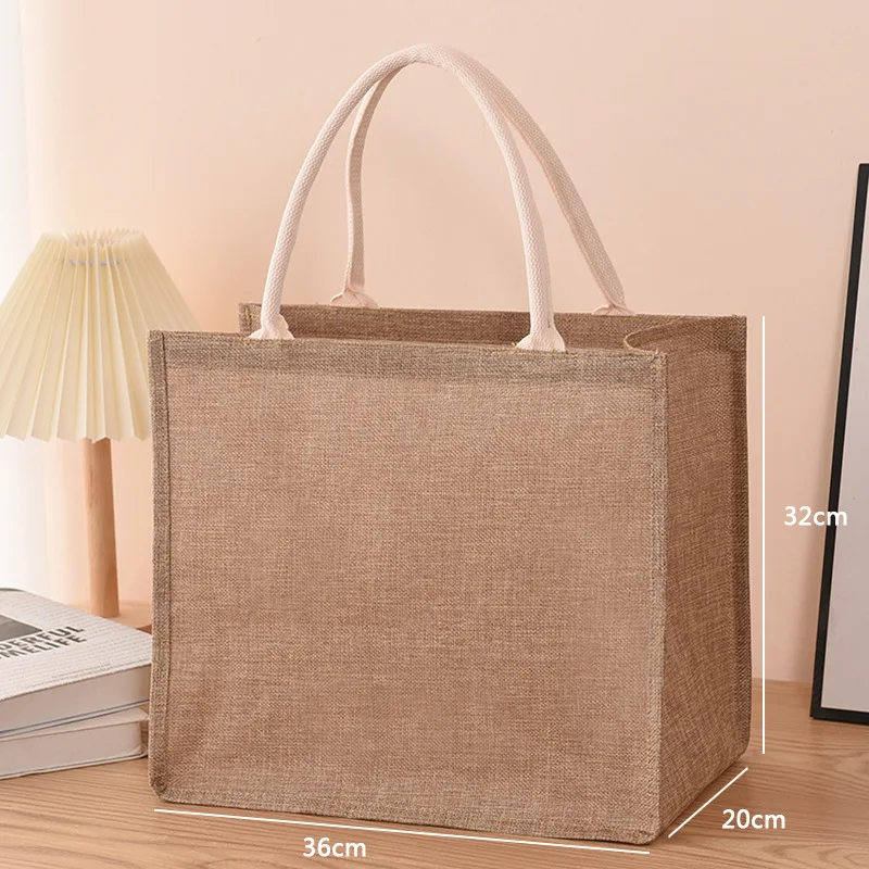 Linen bag Hand-painted cotton sacks Jute portable imitation sacks Linen ...