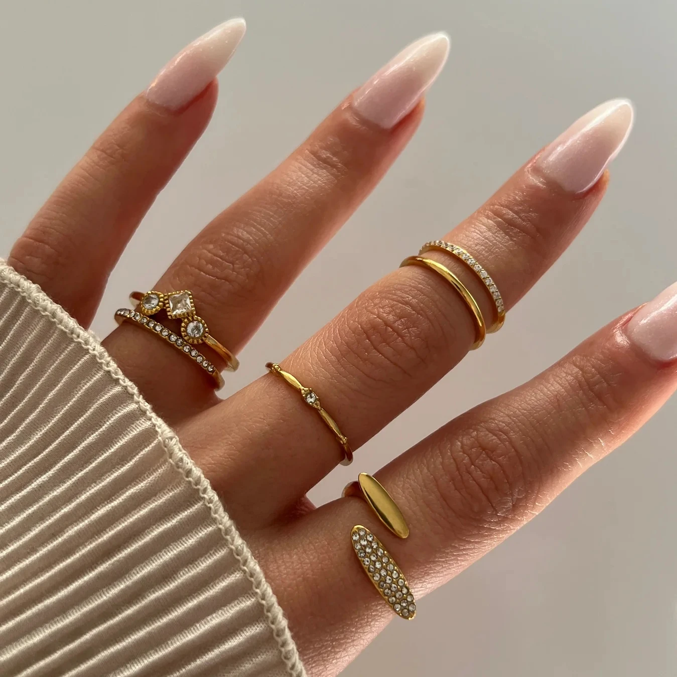 Peri-sbox-Trendy-4-Designs-Gold-Plated-Double-Layers-Cz-Zircon-Ring ...