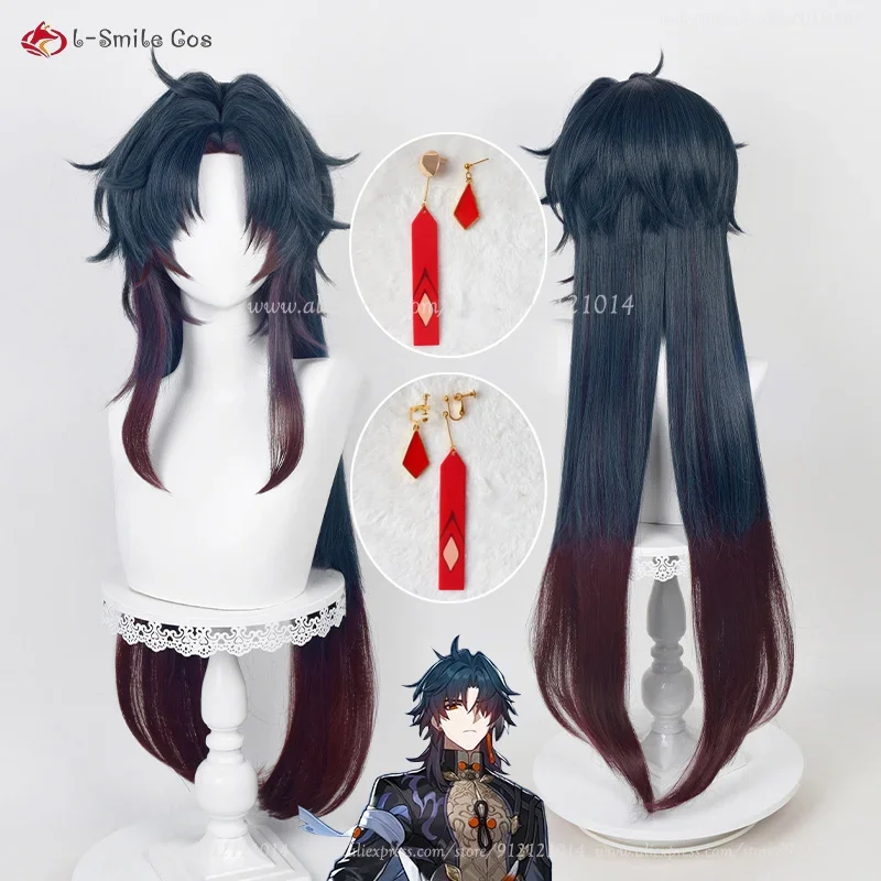 HSR-Blade-Cosplay-Wig-100cm-Dark-Blue-Gradient-Red-Hair-Heat-Resistant ...