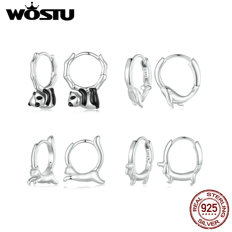 WOSTU-Original-925-Sterling-Silver-Panda-Dachshund-Earring-Buckles ...
