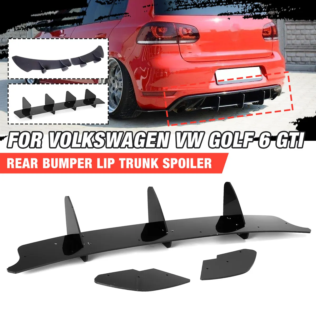 Rear Bumper Lip Trunk Spoiler Rear Diffuser Protector For Volkswagen VW ...