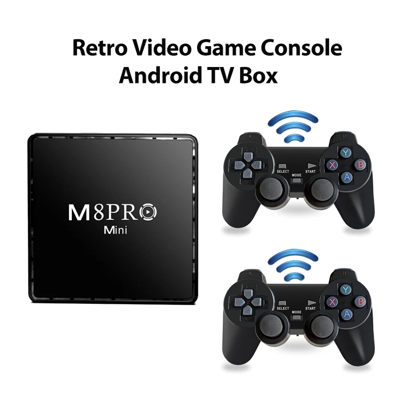 M8PRO Mini 4K Game Console e Android TV Box Dual System 64G 10000 Jogos ...
