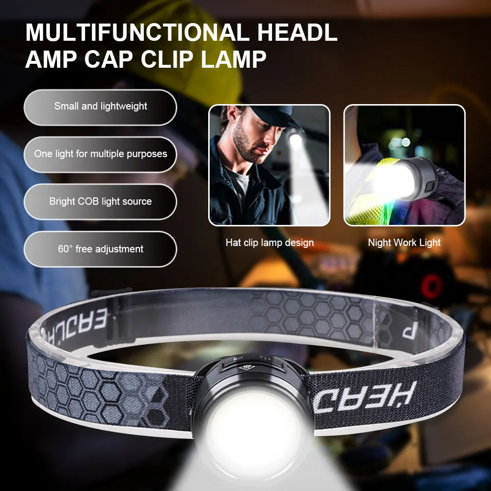 Powerful-Headlamp-COB-LED-Head-Cap-Hat-Light-IPX4-Waterproof-Fixed ...