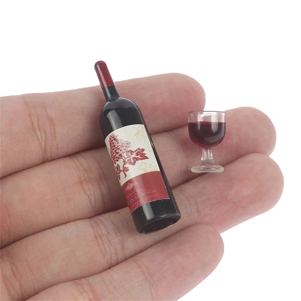 3pcs/set Simulation Wine Bottle Wine Glass Miniature Dollhouse ...