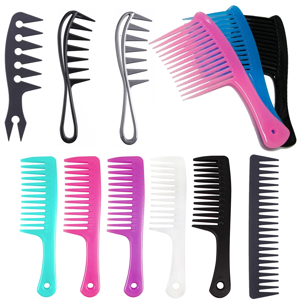 Wide Tooth Brush For Curly Hair Anti-static Carbon Fiber Comb ...