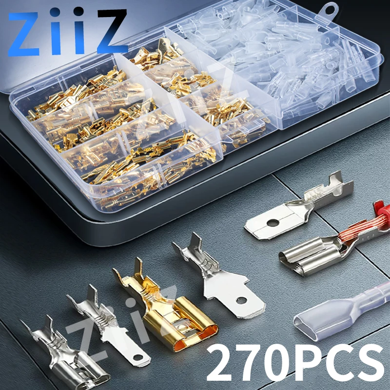 270PCS Electric Wire Connectors Set Boxed 2.8/4.8/6.3mm Female and male ...