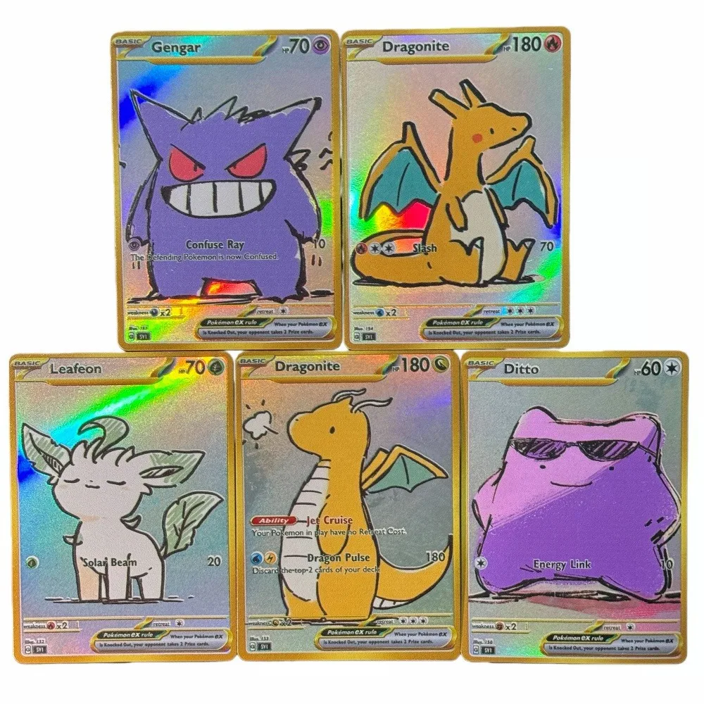 Potdemiel Pokemon Cards Kawaii Cartoon Style Gengar Charizard Dragonite ...
