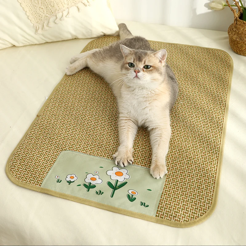HOOPET-Cat-Bed-Rattan-Woven-Cat-Sleeping-Mat-Sofa-Bed-Summer-Pet ...