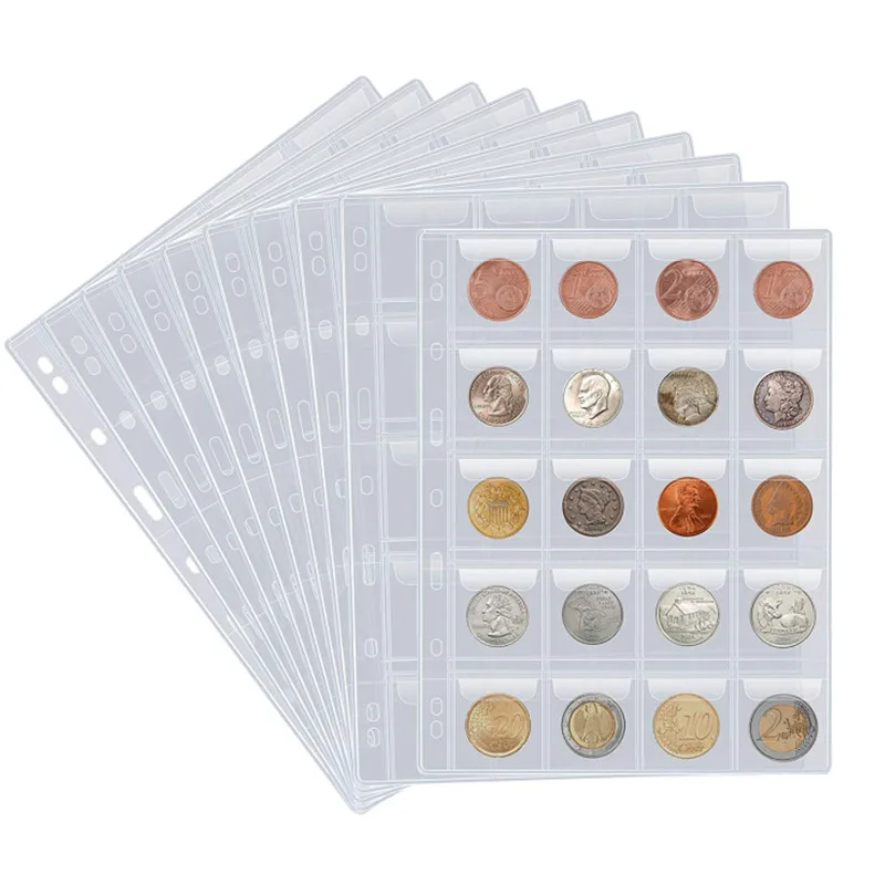 10Pcs-6-9-12-20-30-42-Grids-Coin-Album-Pages-PVC-Pocket-Coin-Holder ...