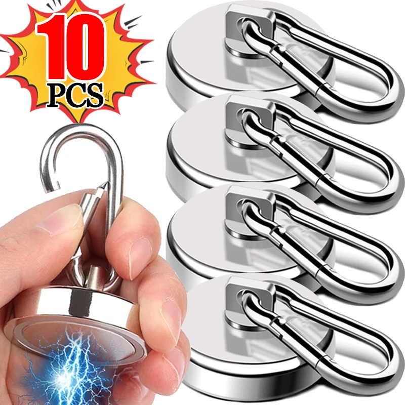 10-1pcs-Strong-Neodymium-Magnetic-Hooks-360-Rotating-Carabiner-Magnet ...
