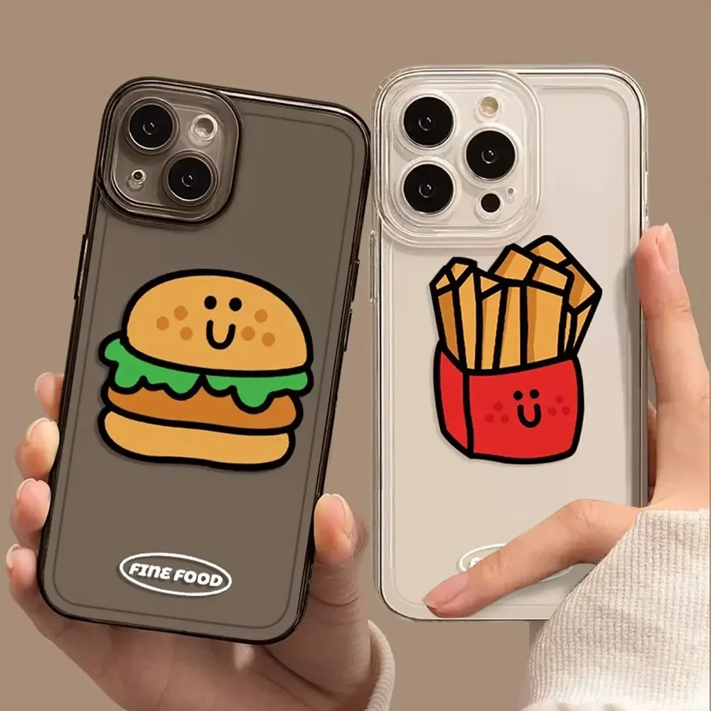 Funny-Food-French-Fries-Burger-Couple-Phone-Case-for-IPhone-11-12-13-15 ...