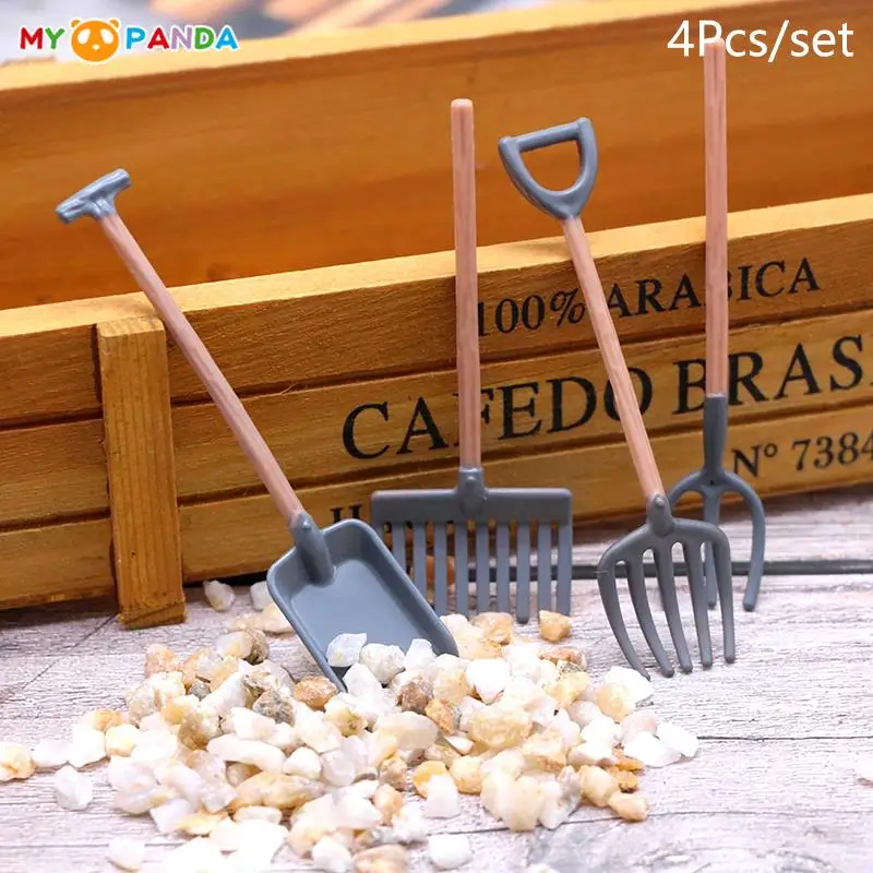 4Pcs-1-12-Dollhouse-Miniature-Gardening-Tools-Shovel-Rake-Hoes-Model ...