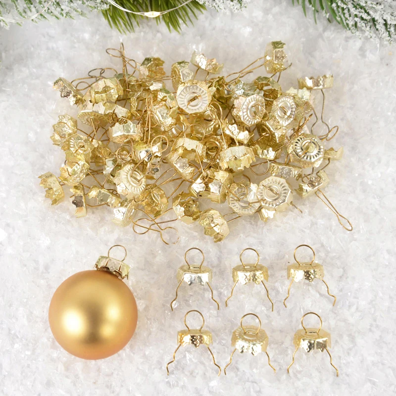 50pcs-Gold-Silver-Christmas-Ball-Caps-for-Xmas-Tree-Ornament-Removable ...