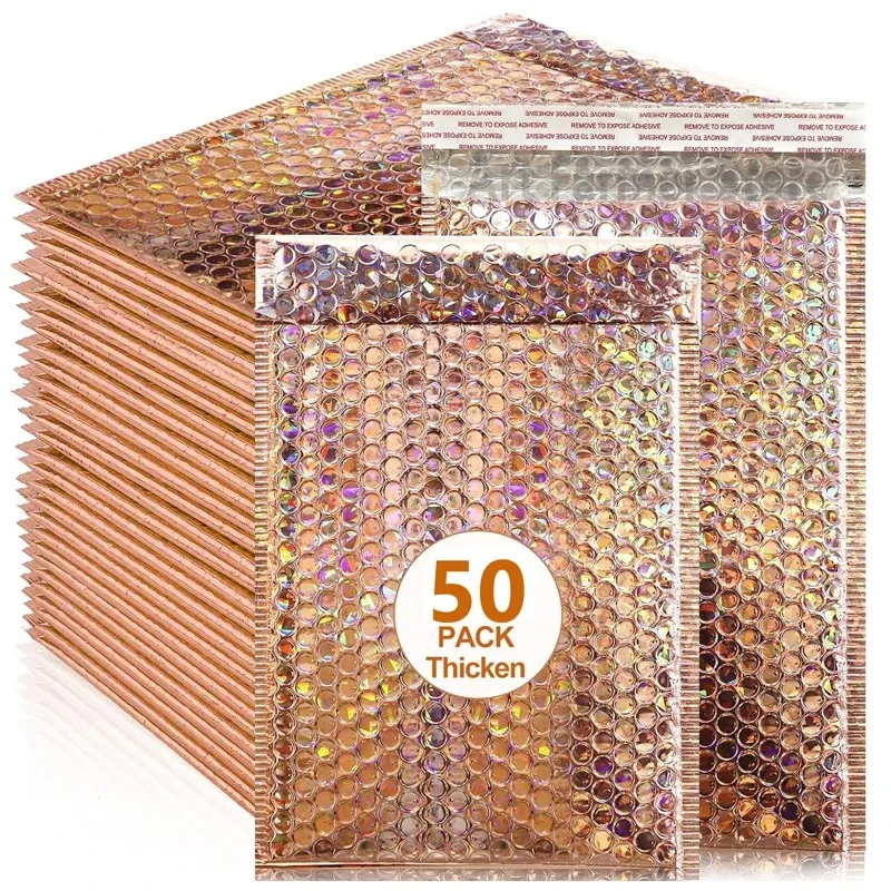 50-Pcs-Bubble-Envelope-Sending-Package-Holographic-Shipping-Packaging ...