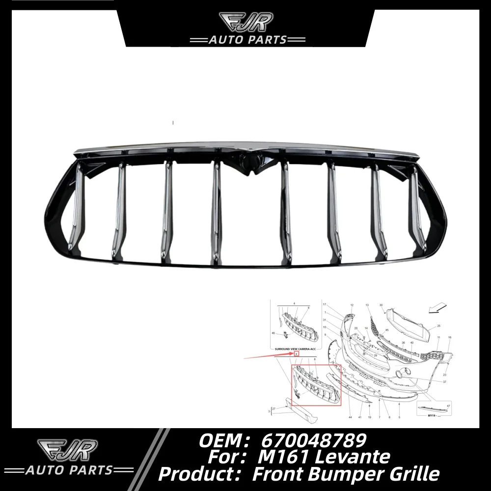 Black Front Bumper Grille Upper Radiator For Maserati Levante 2017-2024 ...
