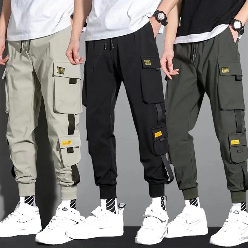 New-Trend-Men-s-Work-Pants-Slim-Fit-Drawstring-Pants-Casual-Multi ...