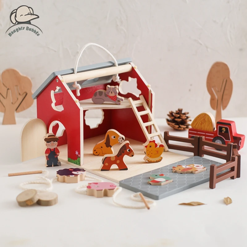 Wooden-Simulated-Farm-Setting-Scene-Toys-Baby-Thread-Toy-Shape-Pairs ...