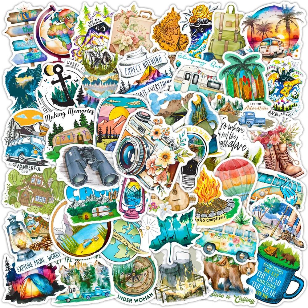 10-30-50pcs-Outdoor-Camping-Hiking-Stickers-Beautiful-Travel-Scenery ...