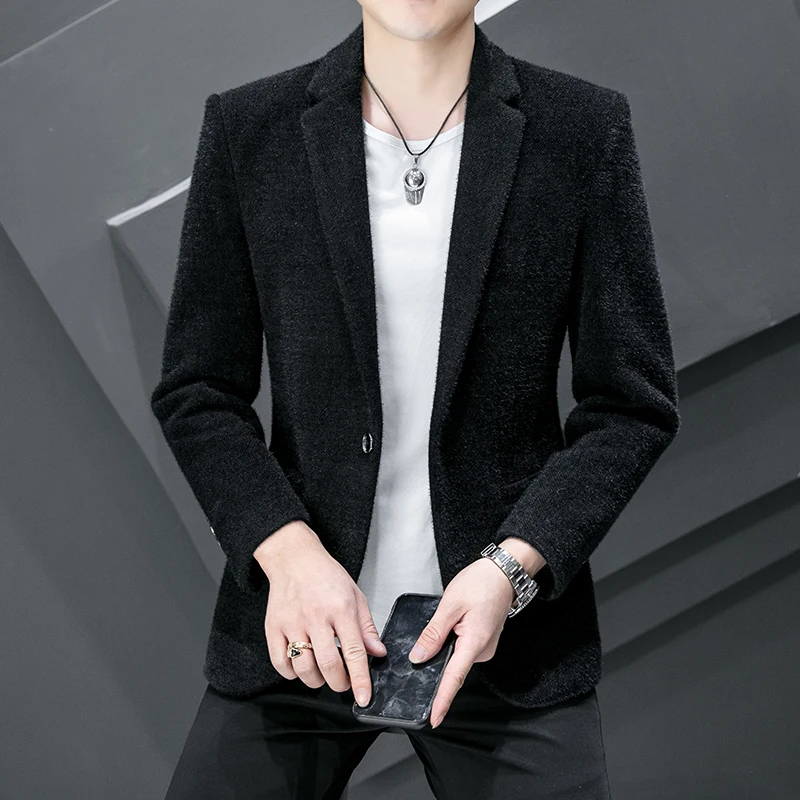 Costume-tailleur,Blazer slim imbibé pour homme,veste de haute qualité ...