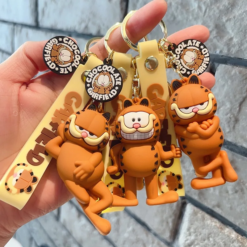 Garfield Figure Keychain Anime Garfield Wacky Cat Cute Keyring Bag ...