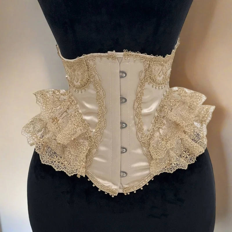 Women Fancy Corset Underbust Luxury Lace Bustier Lolita Vintage Bodice ...
