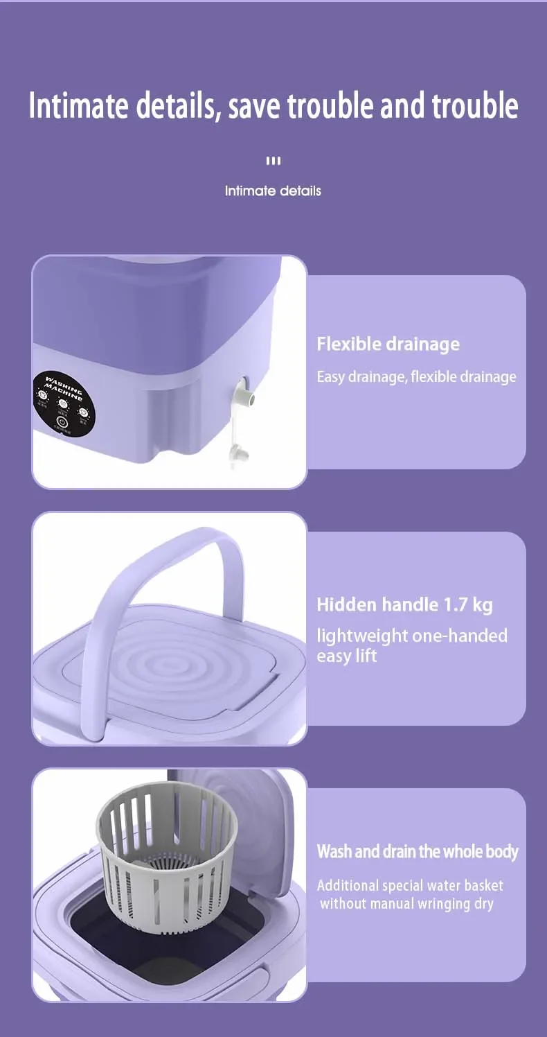 Portable Foldable Washing Machine With Spin Dryer Automatic Mini ...
