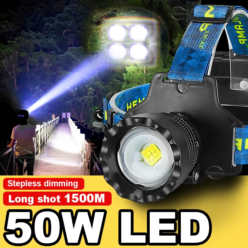 Super Powerful LED Headlamp High Power Head Flashlight Rechargeable ...