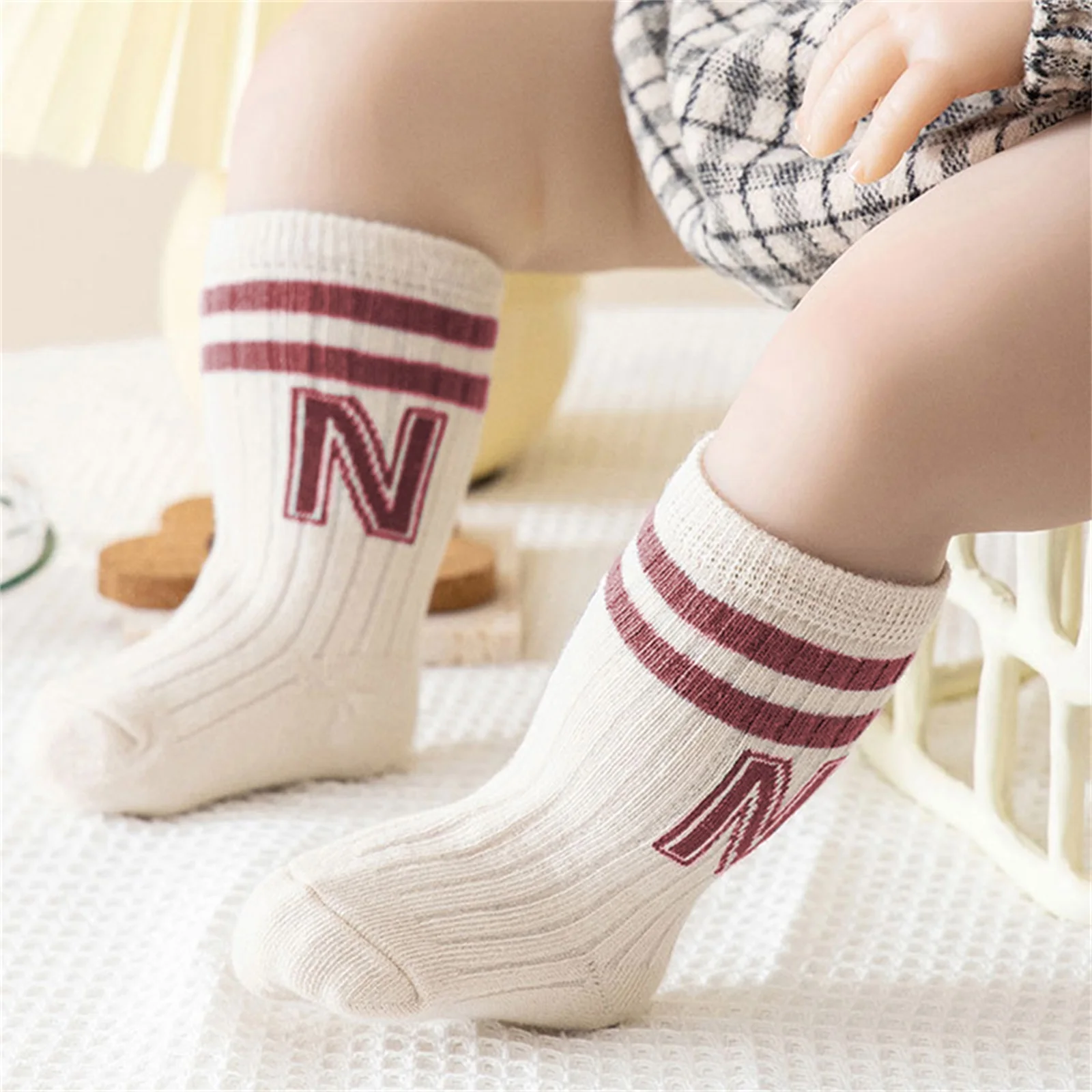 0-5 Yrs Kids Toddler Ankle Socks Soft Cotton Breathable Letter Print ...
