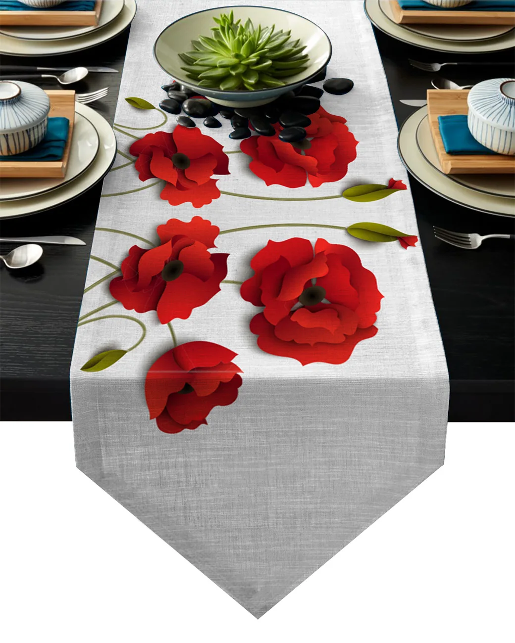 Red-Poppy-Flower-Table-Runner-Party-Wedding-Champagne-Decoration-Table ...