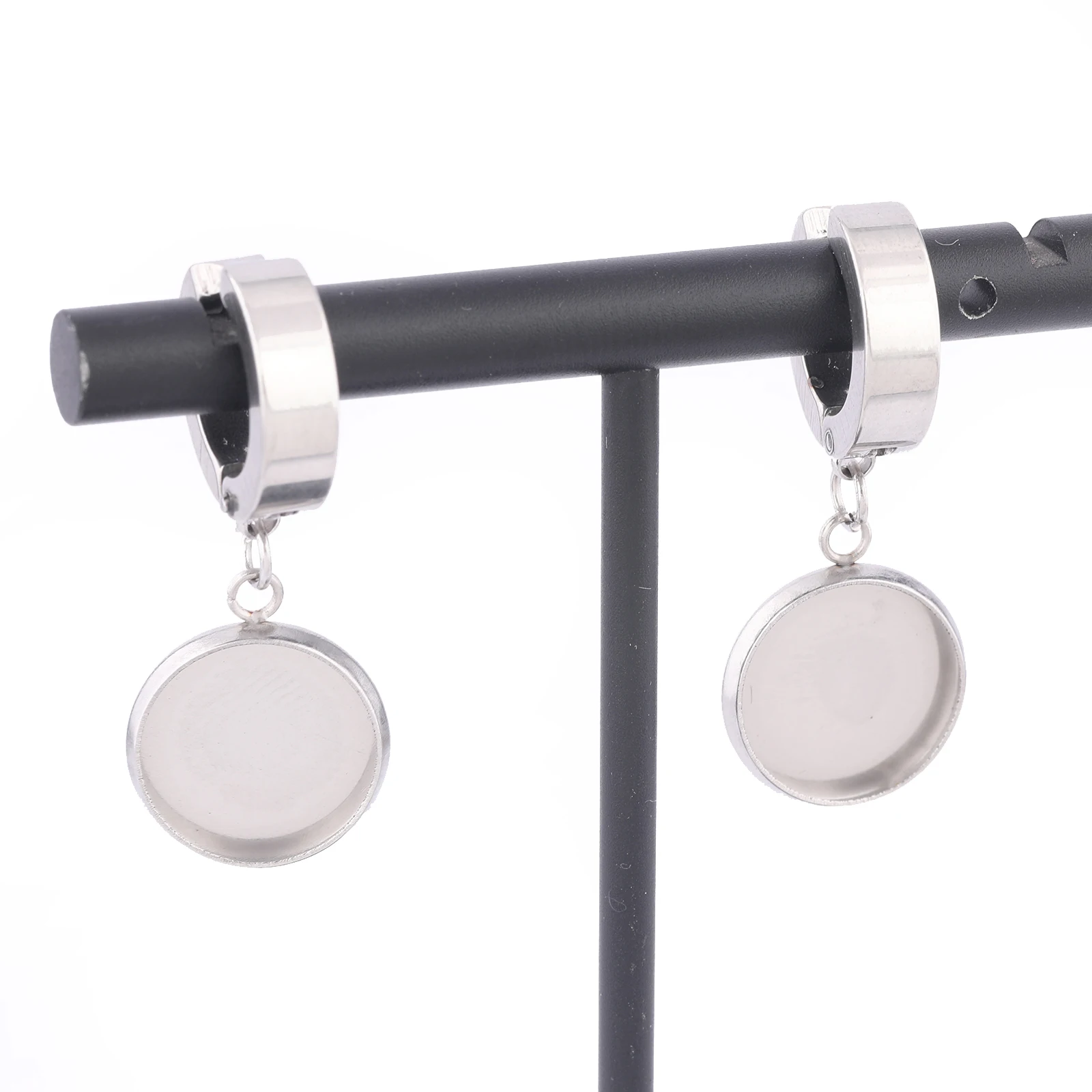 10pcs Stainless Steel Clip On Earring Hooks Findings Fit 12mm Cabochon ...