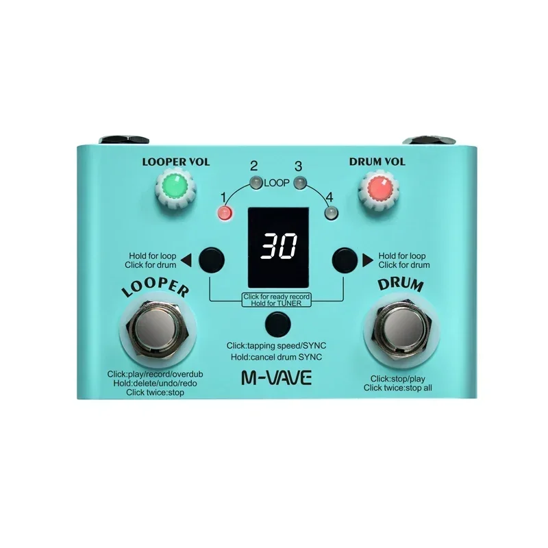 M-VAVE LOOPER pedal de efeito de guitarra gravação tambor máquina frase ...