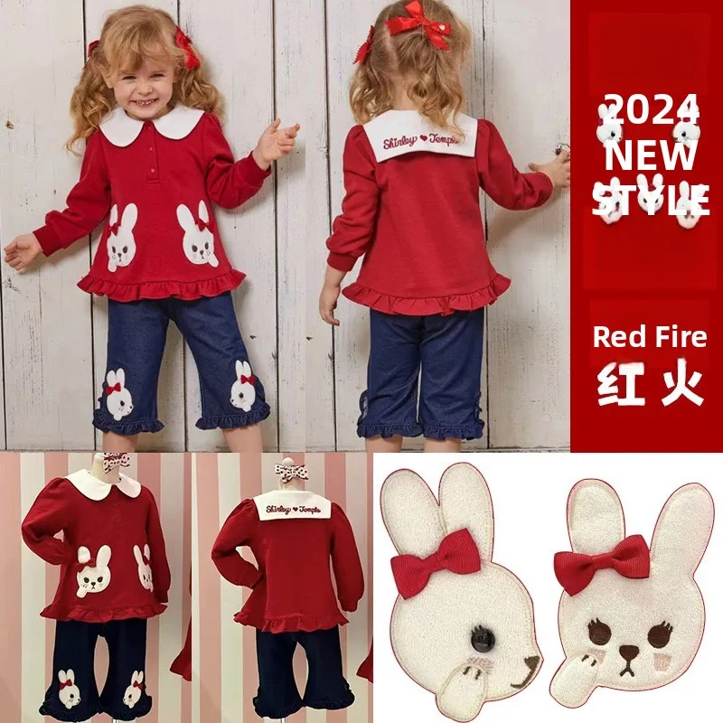 Japanese Sle Children's Cartoon Rabbit Long Sve T-irt And Navy Collar ...
