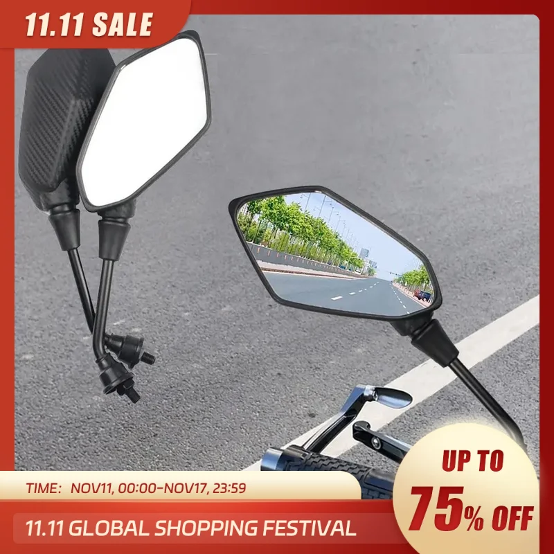 Motorcycle Mirror 2Pcs E-Bike Rearview Mirrors Electrombile Back Side ...