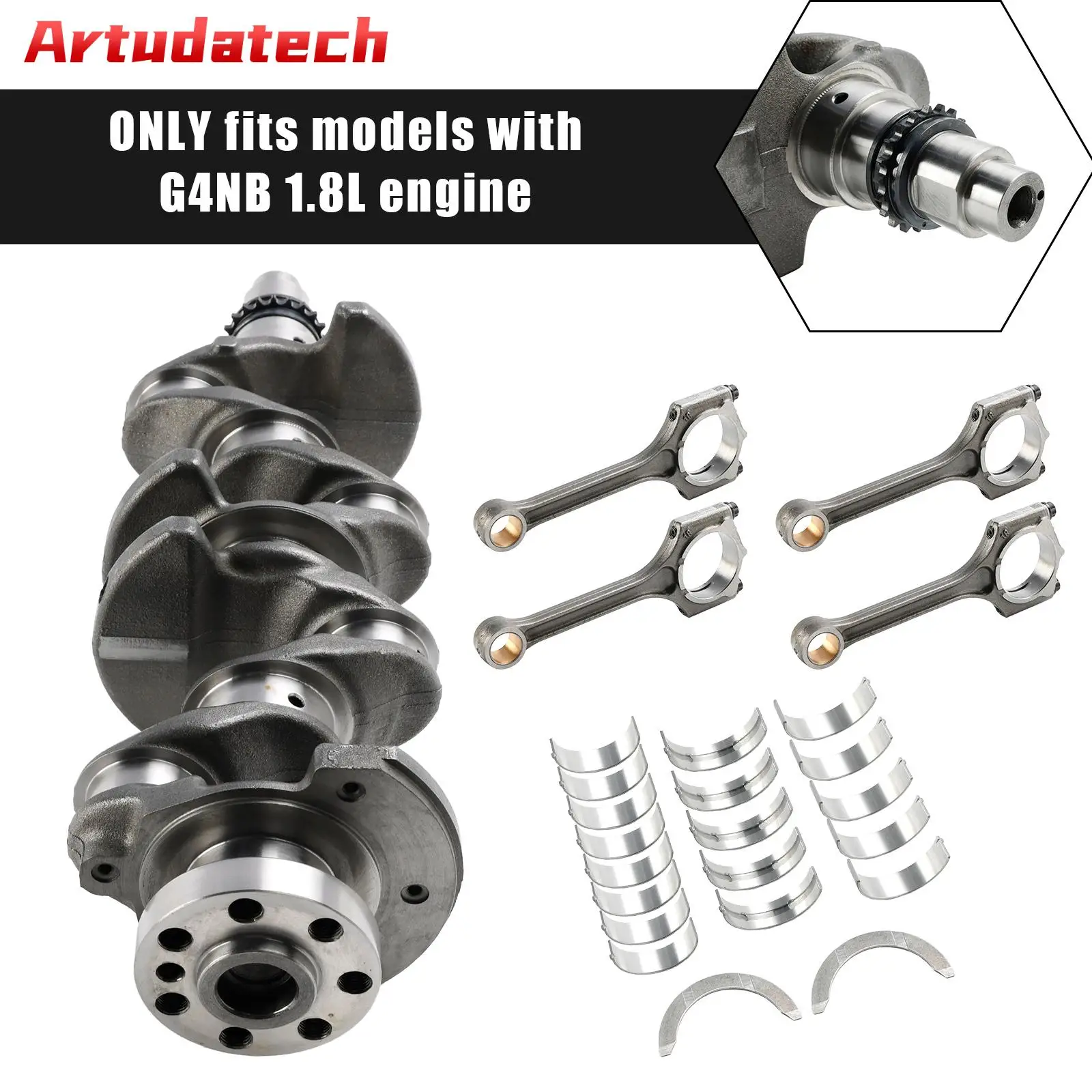 Artudatech G4NB 1.8L Engine Crankshaft & Rods & Bearings Set for ...