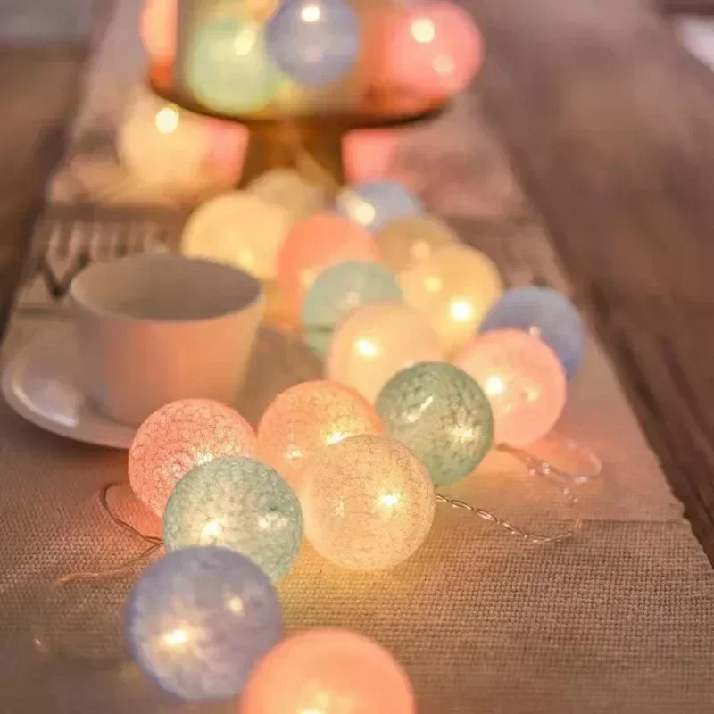 Guirnalda-de-bolas-de-algod-n-con-20-luces-LED-cadena-de-luces-para ...