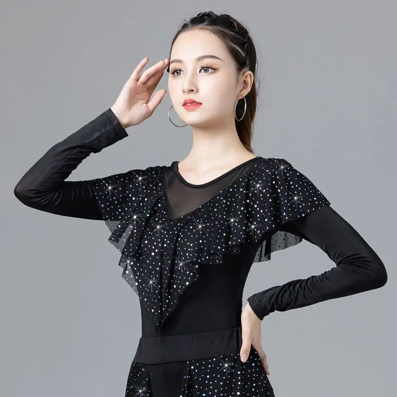 Long-Sleeve-Dancing-Top-Women-New-Spring-Autumn-Square-Dance-Ballroom ...