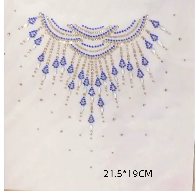 Bling neckline garment accessory hot fix rhinestone design iron on ...