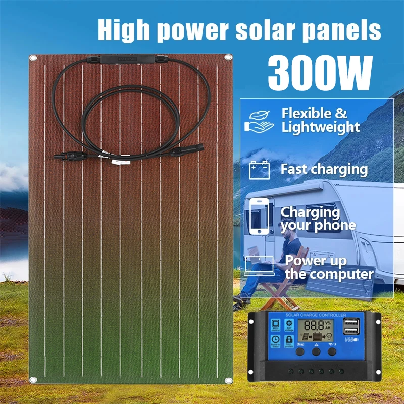 300W-Solar-Panel-18V-Photovoltaic-Power-Bank-Kit-60A-100A-Controller ...