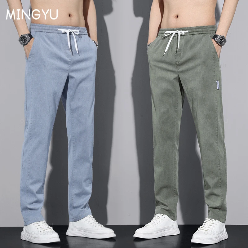 MINGYU-Brand-Cotton-Casual-Cargo-Pants-Men-Drawstring-Elastic-Waist ...