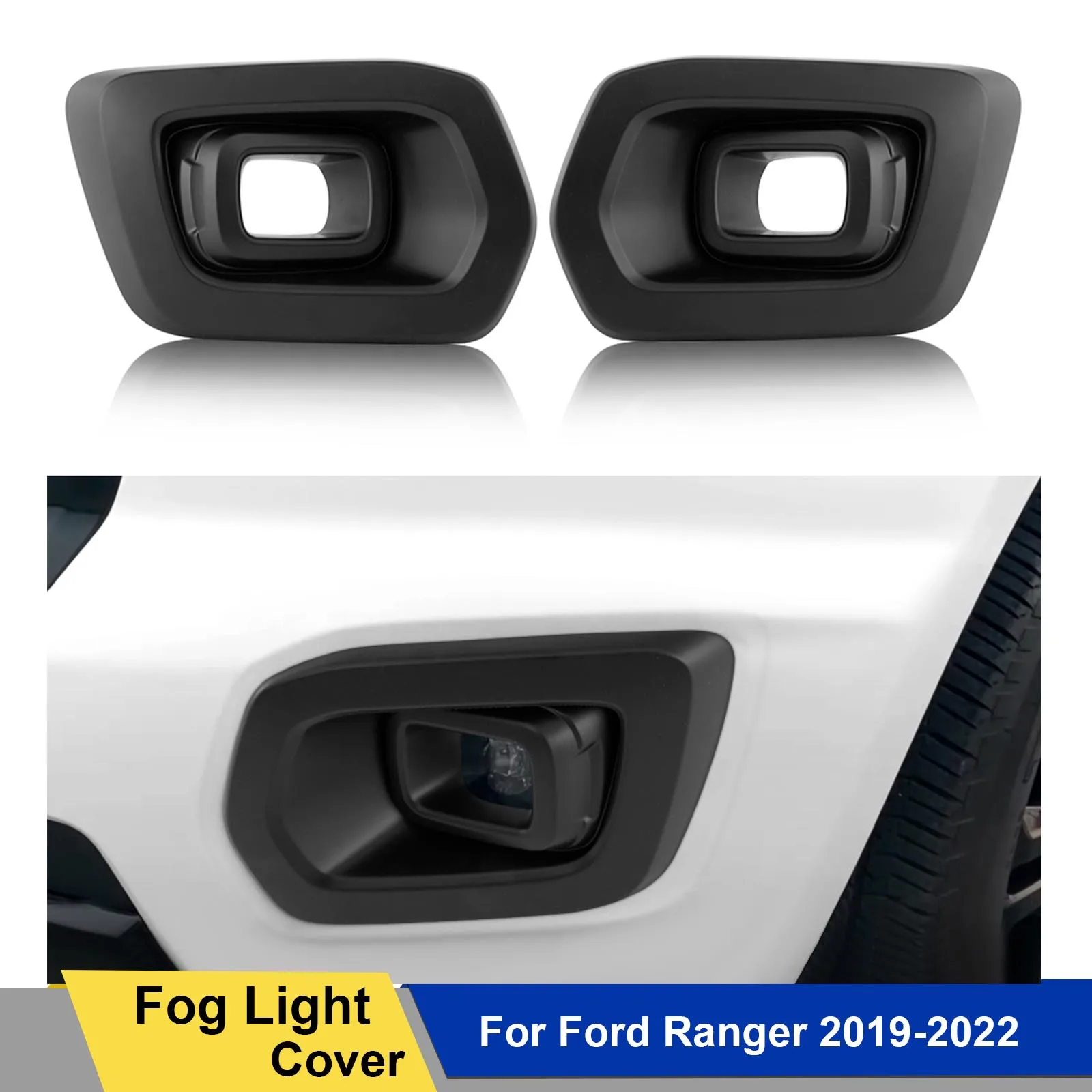Matte Black Left Right Fog Light Lamp Cover for Ford Ranger Wildtrak T8 ...