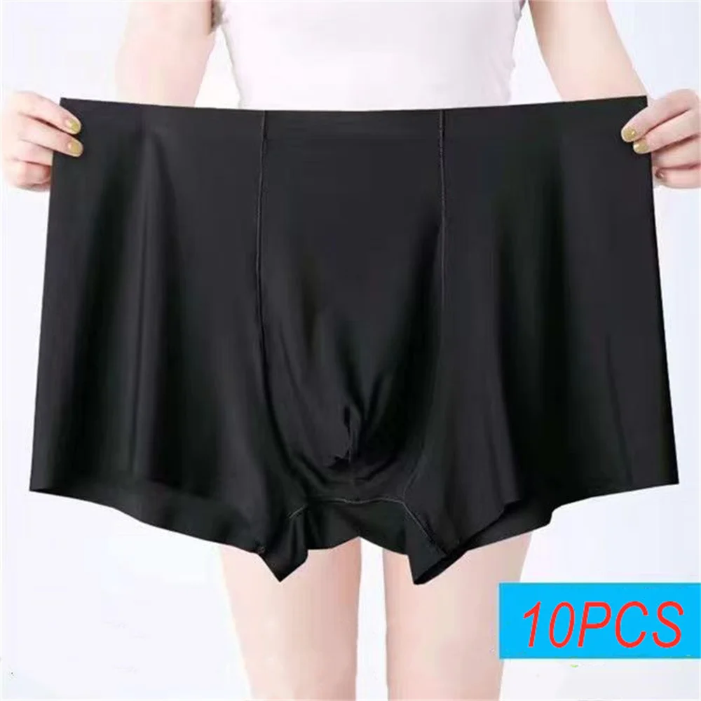 10 Packs Man Boxers Plus Size Man L XL XXL XXXL XXXXL Ice Silk Seamless ...