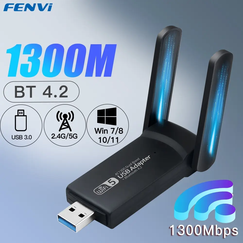 FENVI-USB-3-0-WiFi-Adapter-1300Mbps-For-Bluetooth-4-2-Dual-Band-2-4G ...