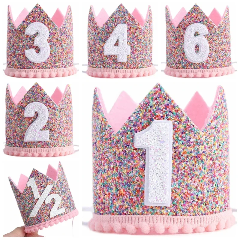 1-Year-Old-Baby-Birthday-Party-Pink-Crown-ONE-First-1st-Color-Powder ...