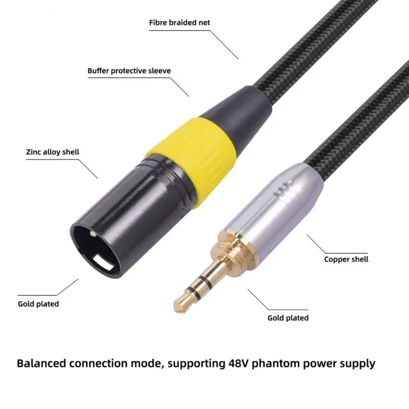 XLR-3-Pin-Male-To-Female-3-5mm-Audio-Cable-Optional-Stereo-6-35mm-Male ...