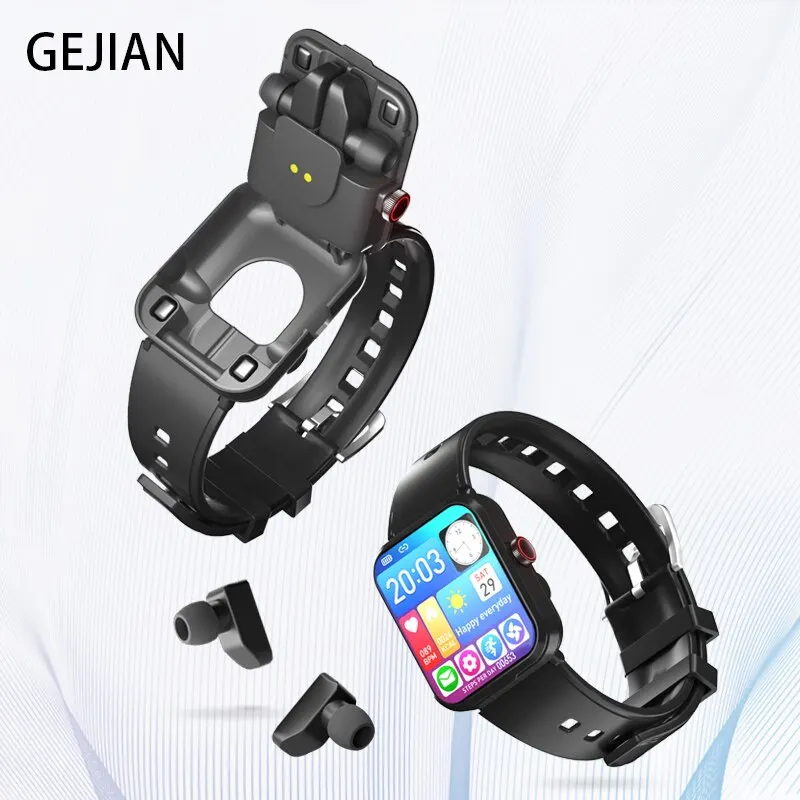 GEJIAN Smart Watch Bluetooth Waterproof Call 2-in-1 Wireless Bluetooth ...