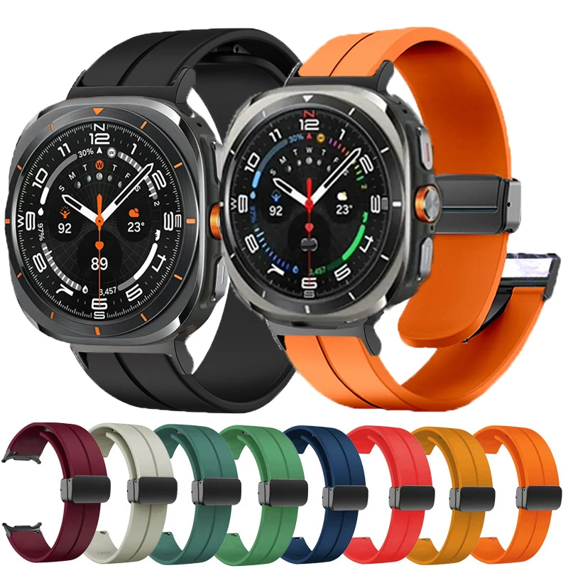 Magnetic-Silicone-Strap-for-Samsung-Galaxy-Watch-Ultra-47mm-Band-No ...
