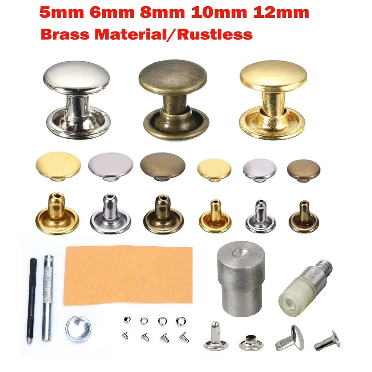 Double-Cap-Rivet-Tubular-Metal-Studs-Leather-Rivets-Kit-100set-1set ...