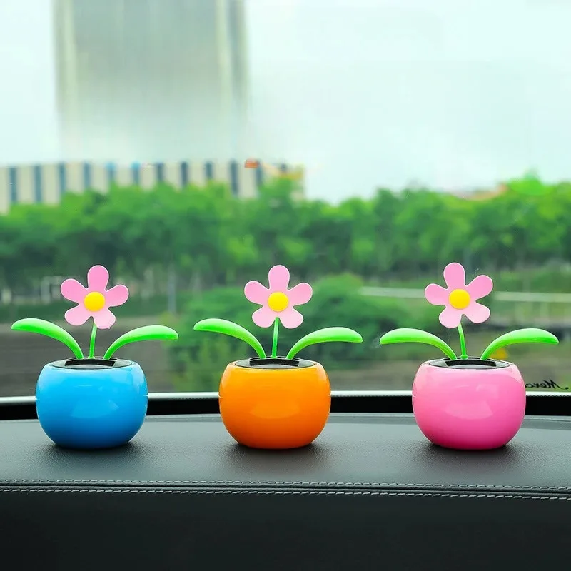 1 Pc Solar Powered Dancing Flower Car Dashboard Ornaments Swinging Toy ...